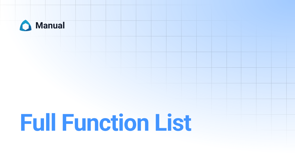 Full Function List | Manual