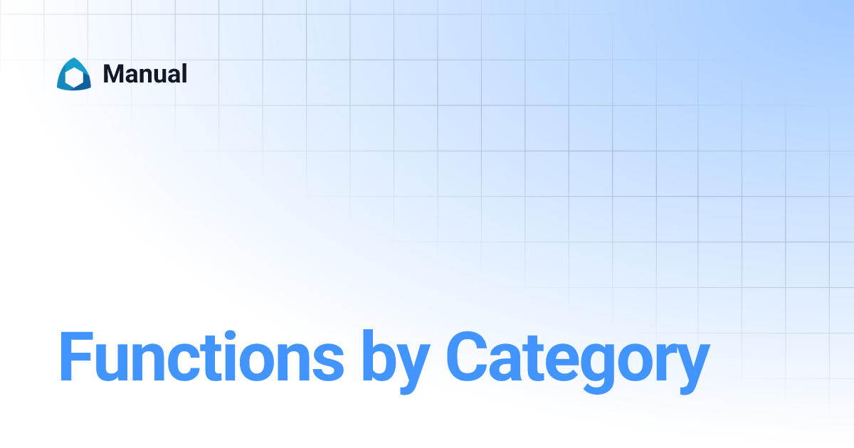 Functions by Category | Manual